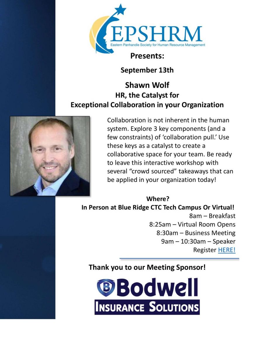 September Meeting: EPSHRM Presents: HR, the Catalyst for Exceptional Collaboration in your ...